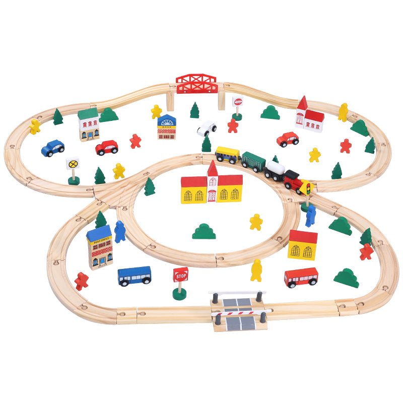 Wooden Train Track Set (100pcs) – Baby Castle Australia